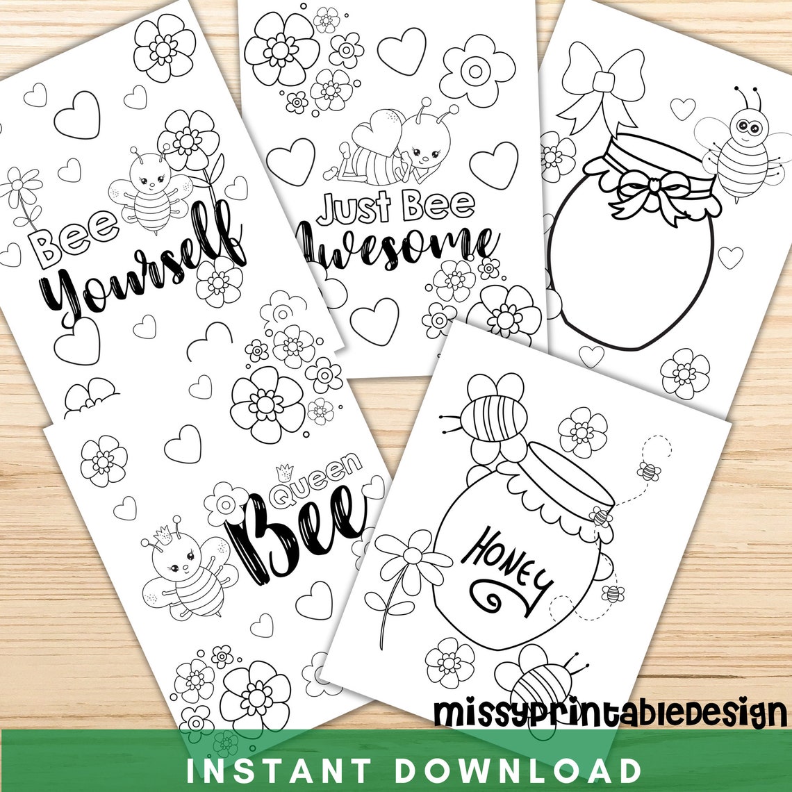 Bee Coloring Pages Bee Printable Coloring Pages for Kids Bee - Etsy