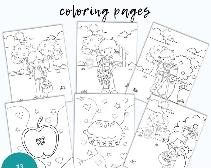 10 Printable Pages, Apple Coloring Page, Food and Drink Relaxation ...