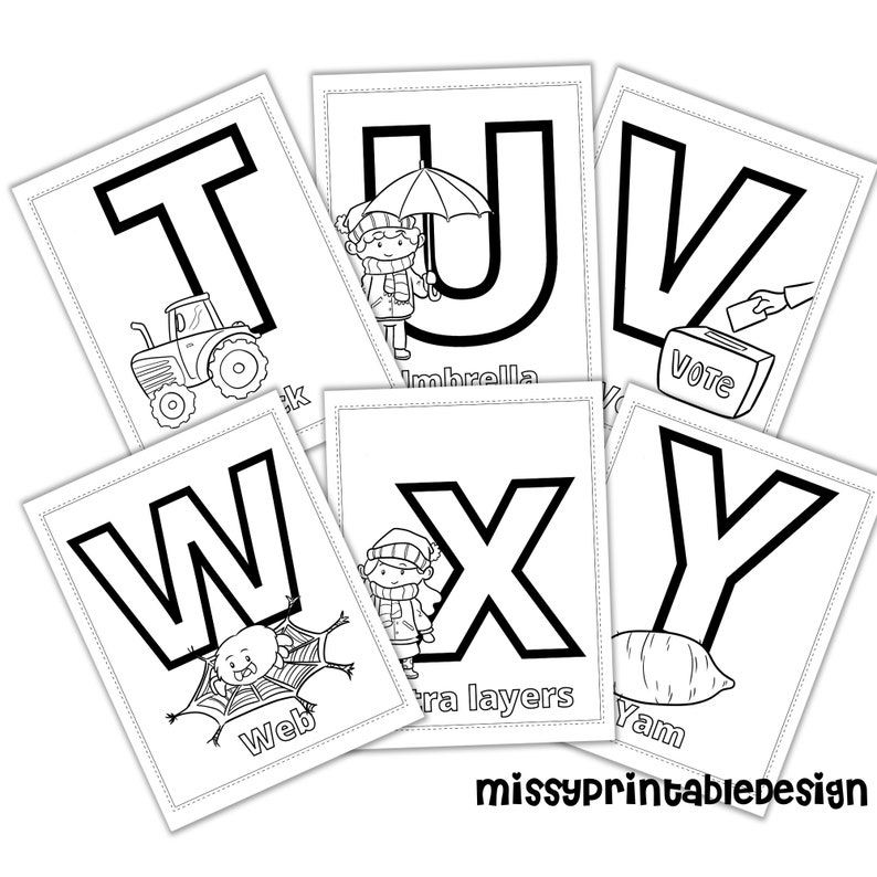 ABC Alphabet Coloring Pages Fall Themed Printable | Etsy