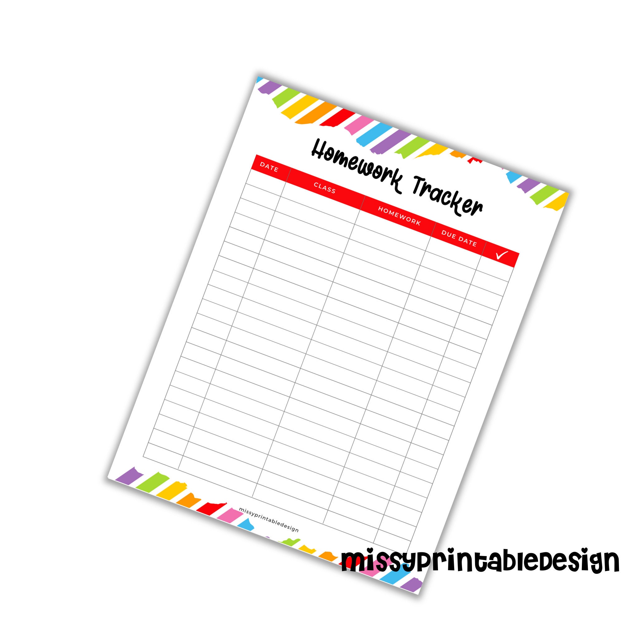 Kids Homework Tracker Printable Homework Log Homework - Etsy
