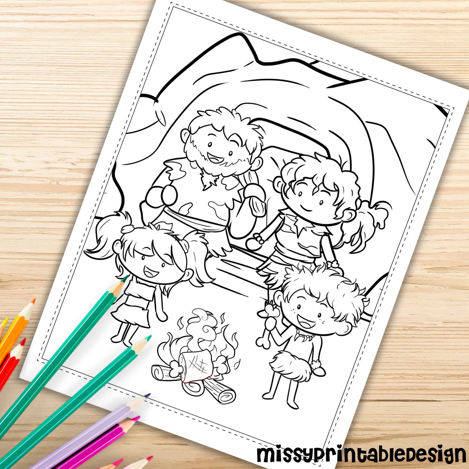 Caveman Coloring Pages, Printable Caveman Coloring Book, Caveman ...