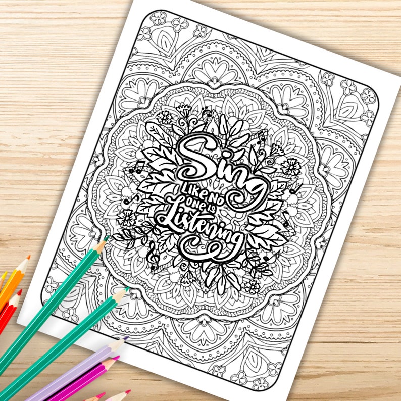 Music Coloring Pages Music Quotes Coloring Pages Adult - Etsy