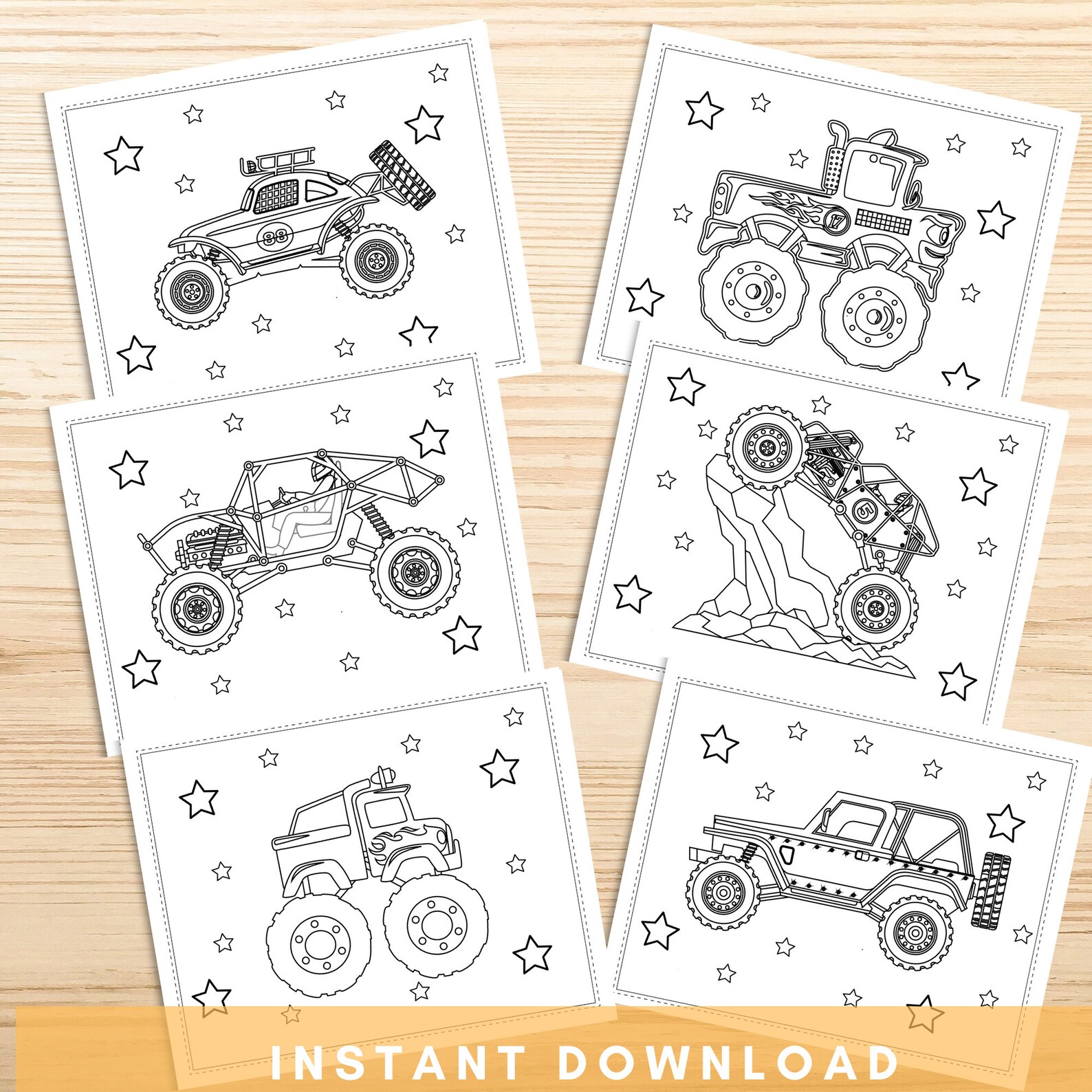 Monster Truck Coloring Pages Monster Truck Printables - Etsy