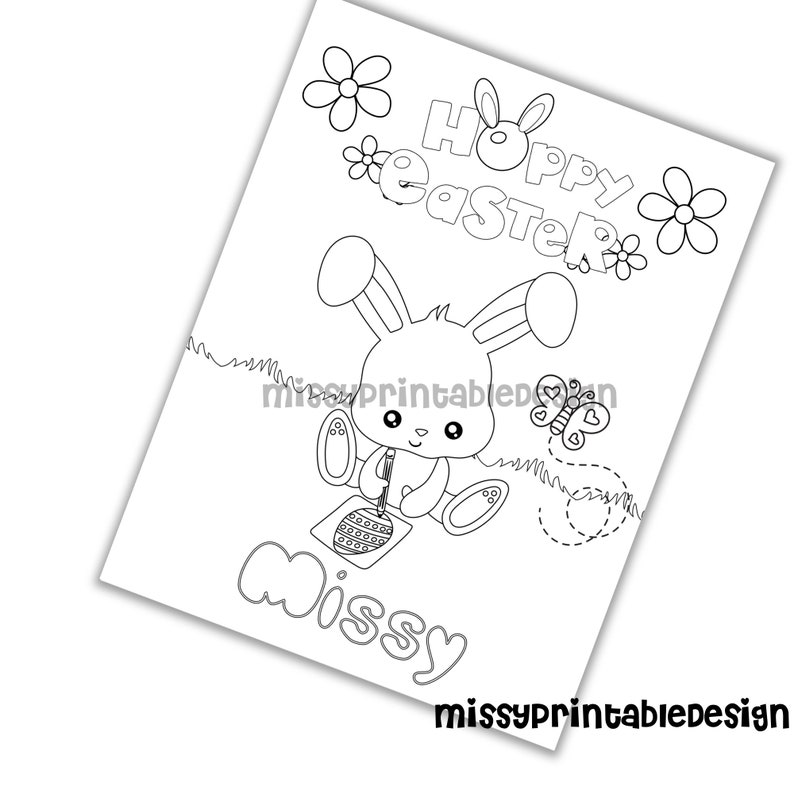 Personalized Easter Coloring Pages: Custom Kids Party Activity (digital ...