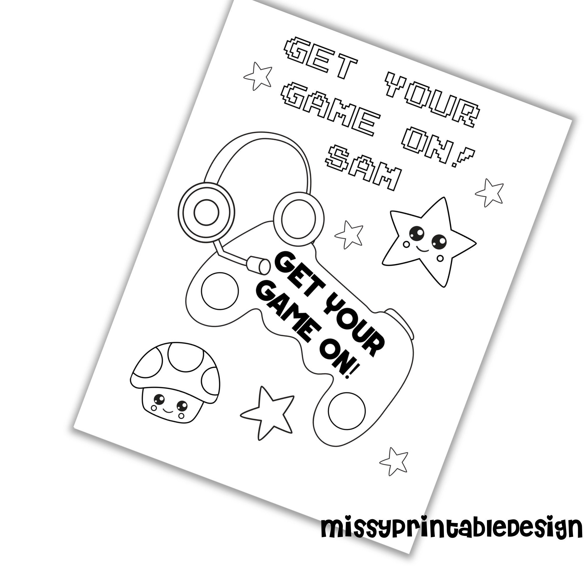 Personalized Game Party Coloring Pages Custom Video Game - Etsy