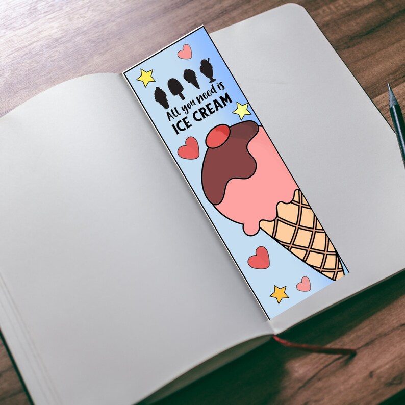 Ice Cream Coloring Bookmarks, Printable Activity (set of 4) (INSTANT ...