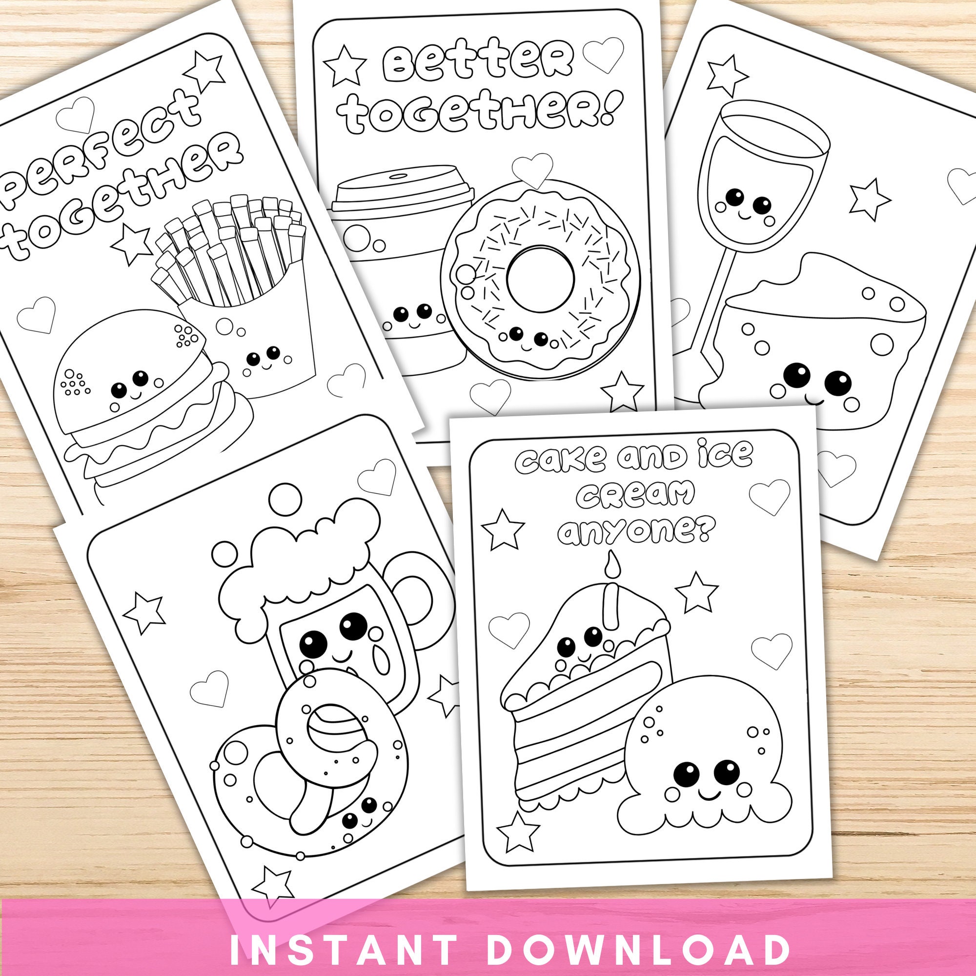 Kawaii Foods Coloring Pages 20 Printable Kawaii Food Activity | Etsy