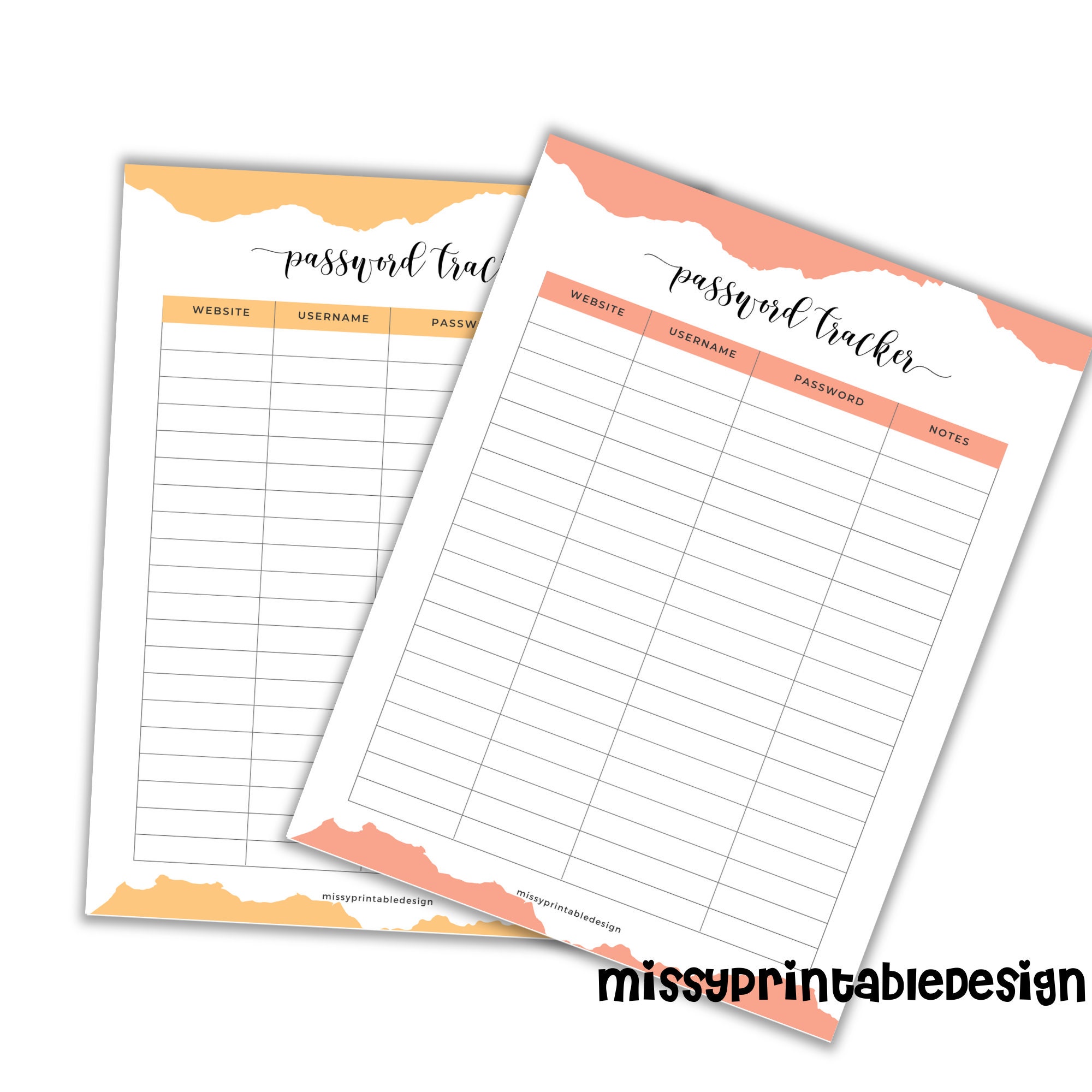 Printable Password Tracker, Website Login Organizer (digital Download ...