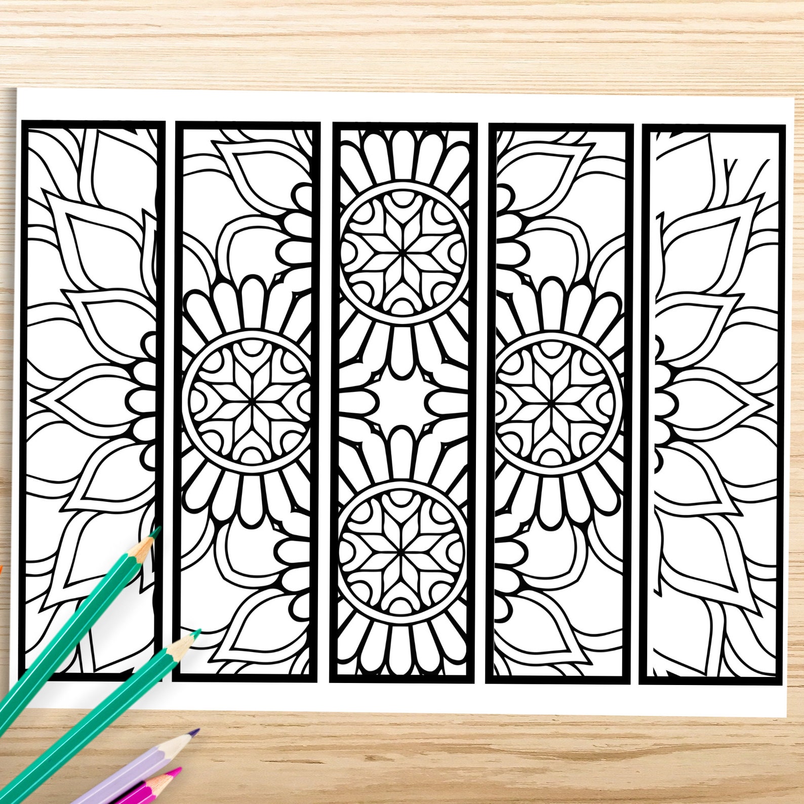 Printable Mandala Coloring Bookmarks set of 30 Mandala | Etsy