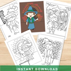 Wizard Coloring Pages, Printable Wizard Coloring Book, Wizard Party ...