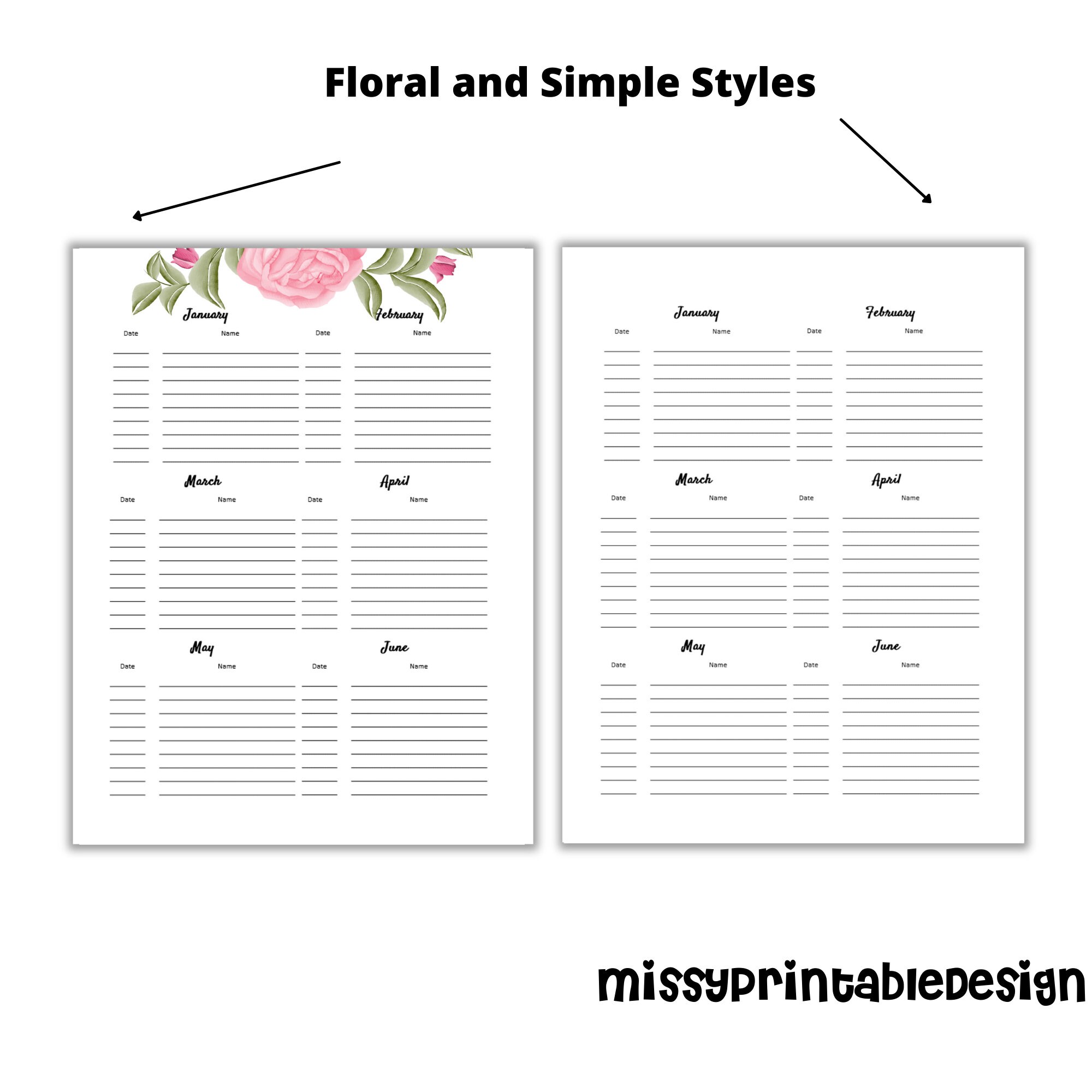 Birthday Tracker Printable Birthday Log Anniversary | Etsy