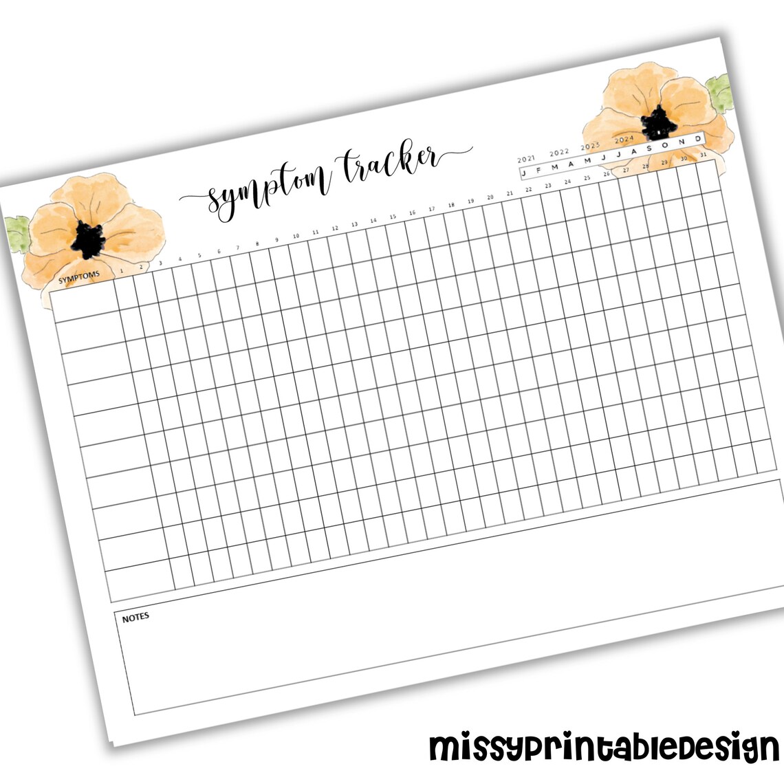 Symptom Tracker Journal Monthly Symptom Chart Symptom - Etsy