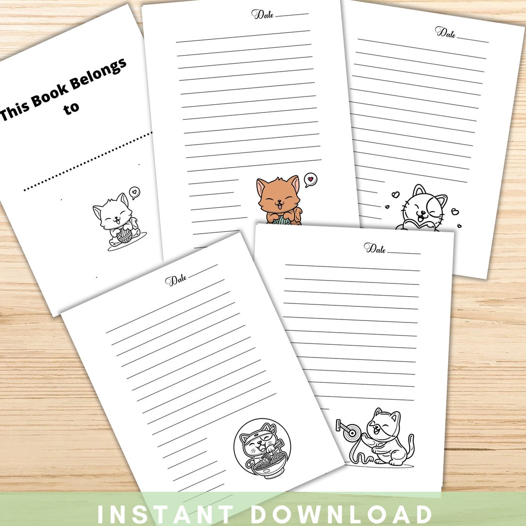 Printable Cat Coloring Notepad/journal Pages, Coloring Book, Coloring ...