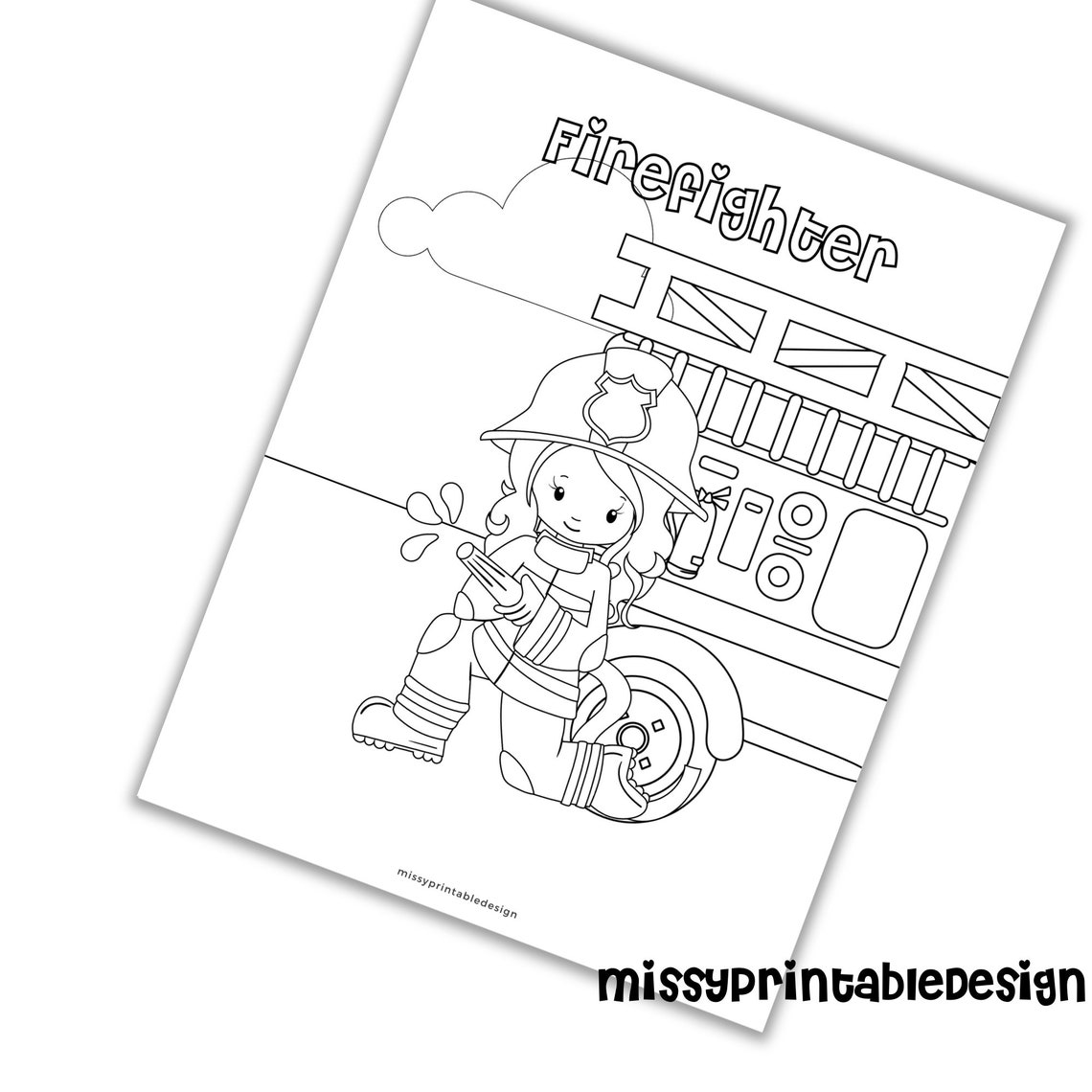 Firefighter Coloring Pages Printable Firefighter Coloring | Etsy