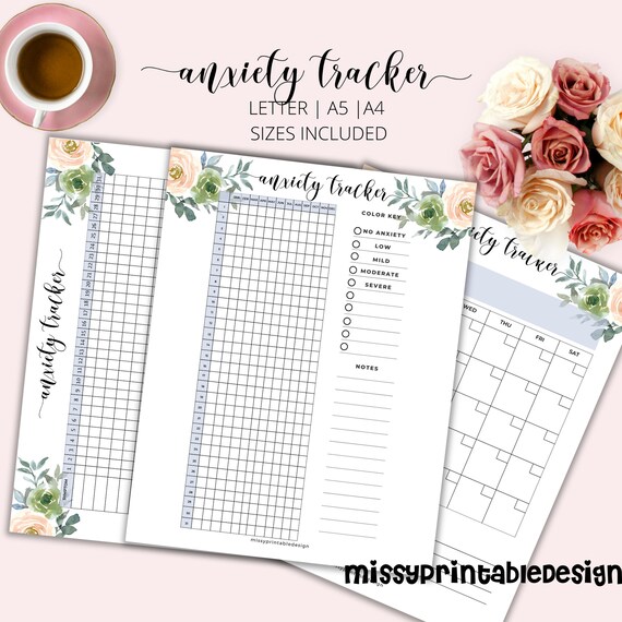 Anxiety Tracker, Printable Monthly Anxiety Chart, Anxiety Planner ...
