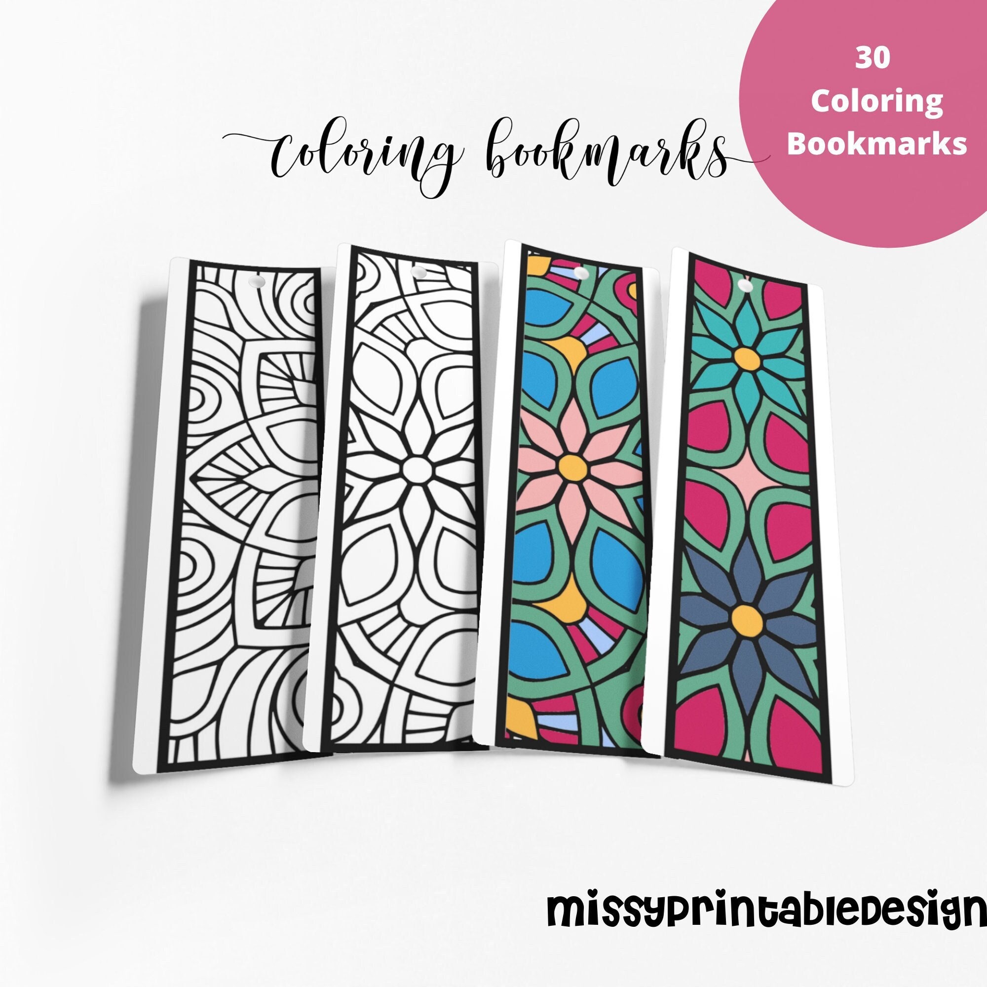 Printable Mandala Coloring Bookmarks set of 30 Mandala - Etsy