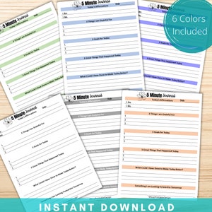 5 Minute Daily Journal, Daily Gratitude Journal, Happiness Planner ...