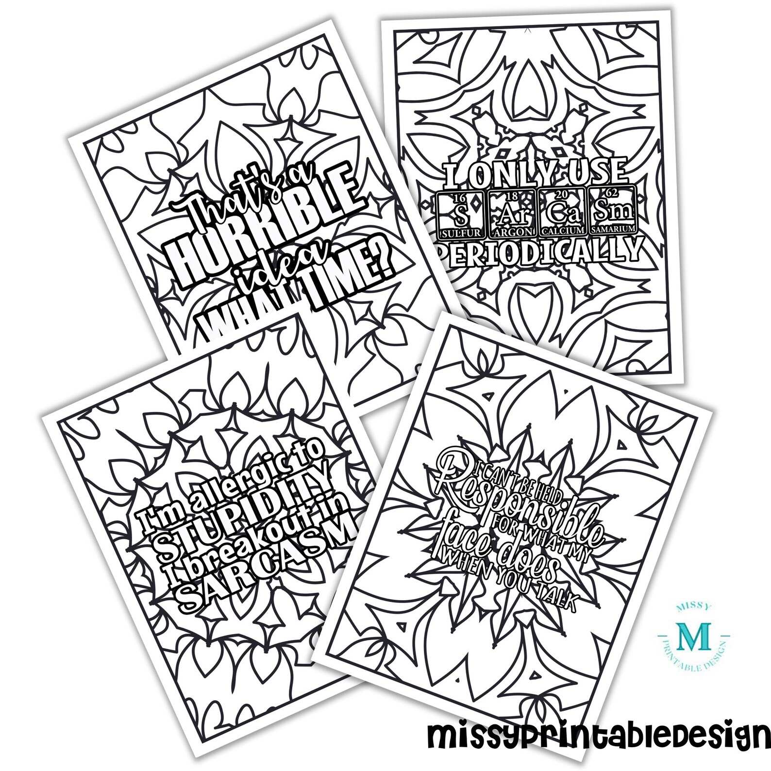 Sarcastic Sassy Snarky Quotes Coloring Pages Adult Coloring - Etsy