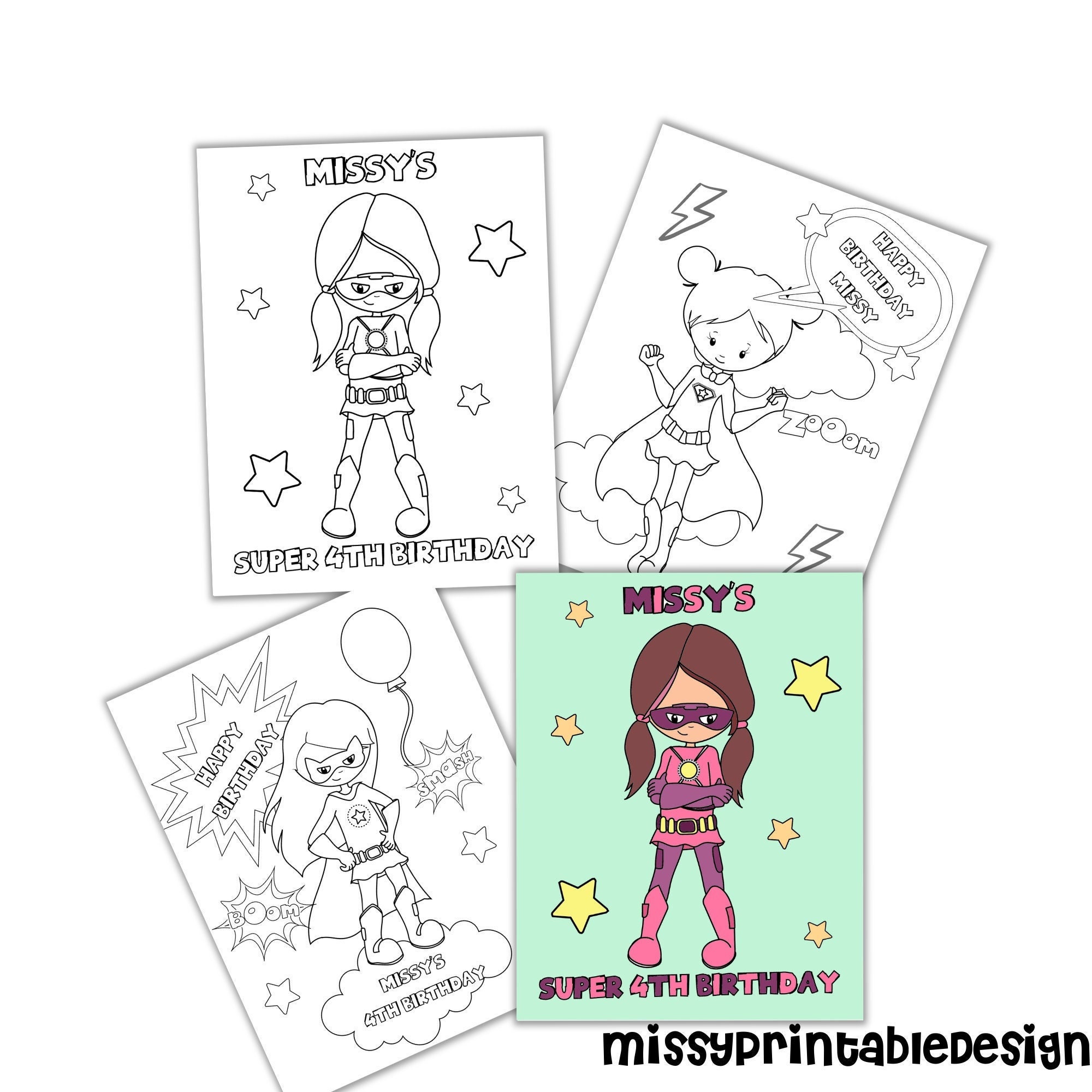 Personalized Superhero Coloring Pages Custom Superhero - Etsy