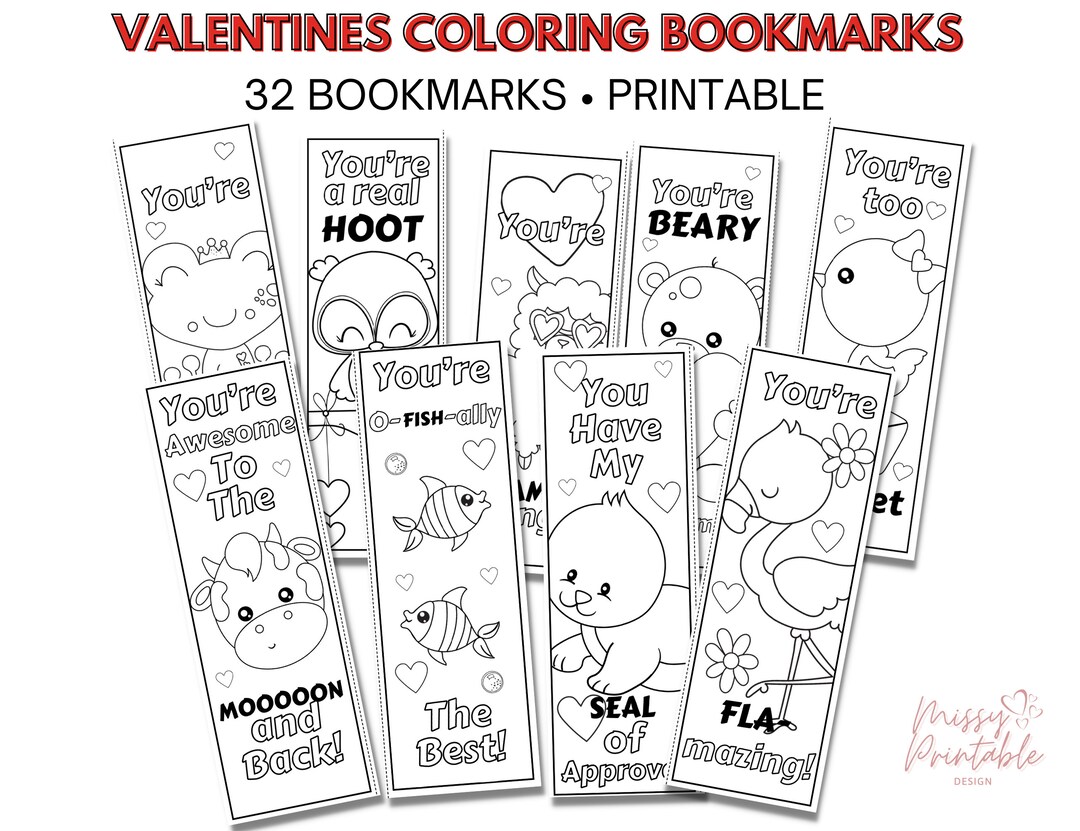 Valentines Coloring Bookmarks, Printable Valentines Day Coloring Pages ...