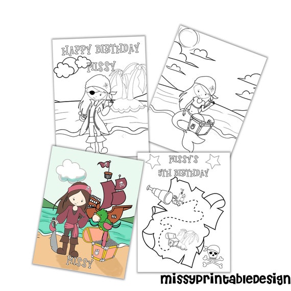 Personalized Pirate Party Coloring Pages, Custom Pirate Birthday Party ...