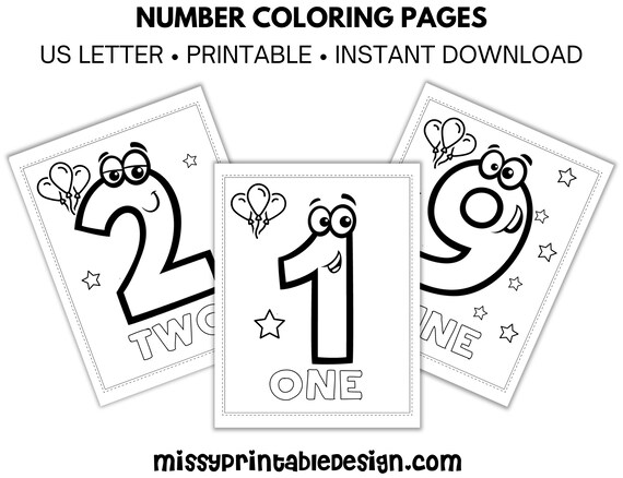 Printable Cute Number Coloring Pages, Number Activity, Number ...