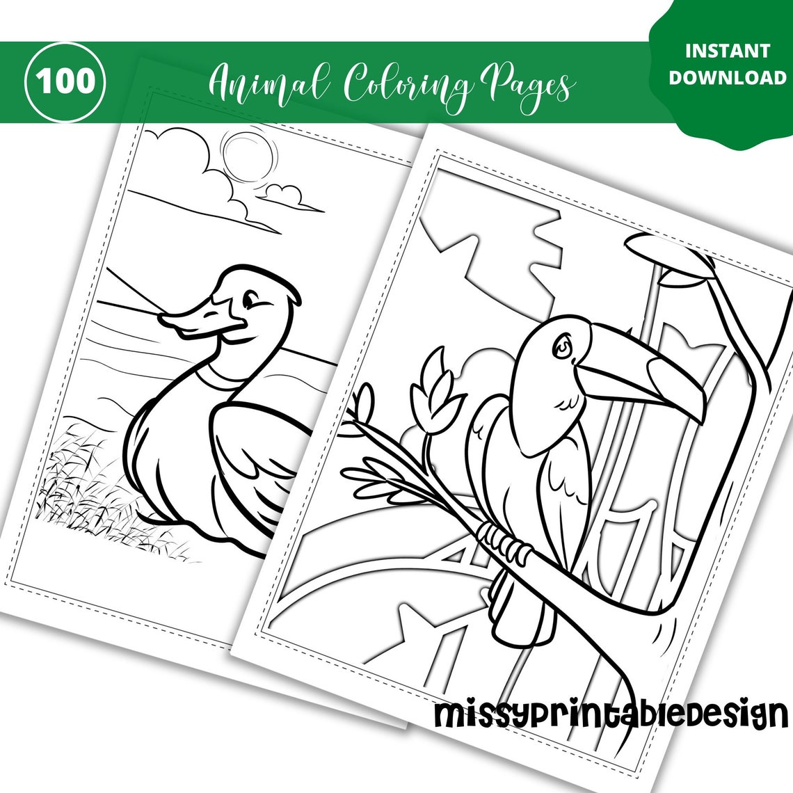 Animal Coloring Pages 100 Printable Animal Coloring Pages for - Etsy