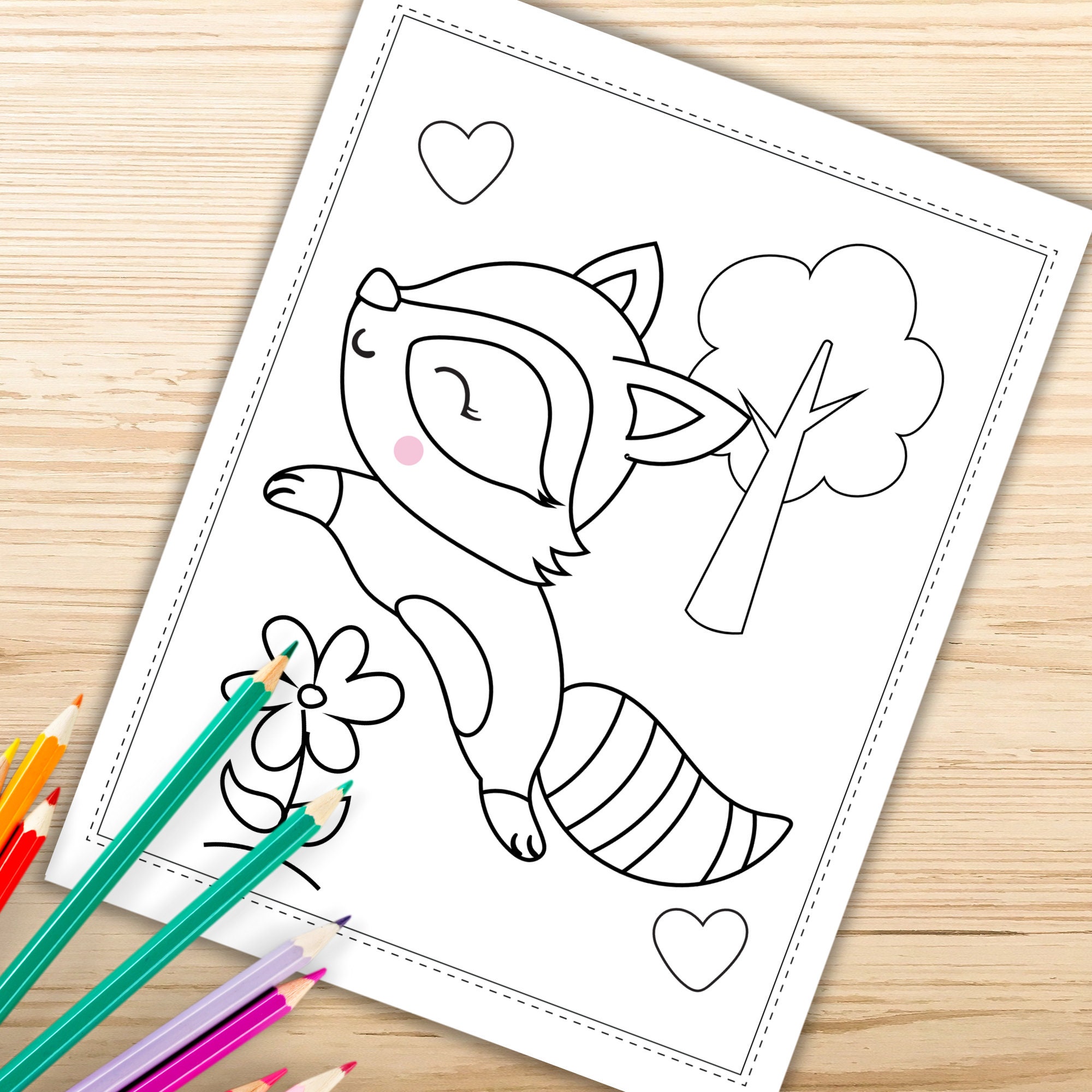 Raccoon Coloring Pages for Kids Printable Animal Coloring - Etsy