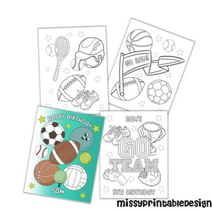 Personalized Sports Coloring Pages, Custom Sports Party Coloring Pages ...