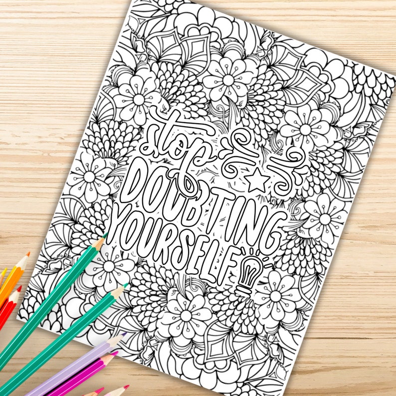 Self Care Coloring Pages Adult Coloring Pages Floral Mental Etsy