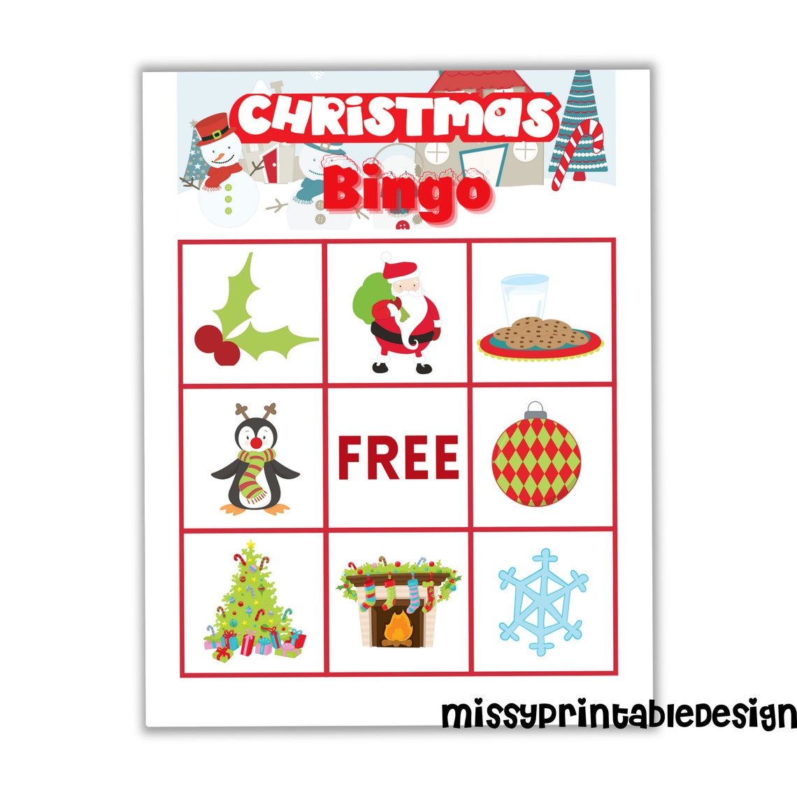 Christmas Bingo Cards Printable Christmas Bingo Game School - Etsy