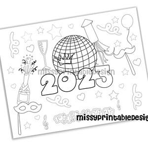 New Years Coloring Pages Printable New Years Eve Coloring - Etsy