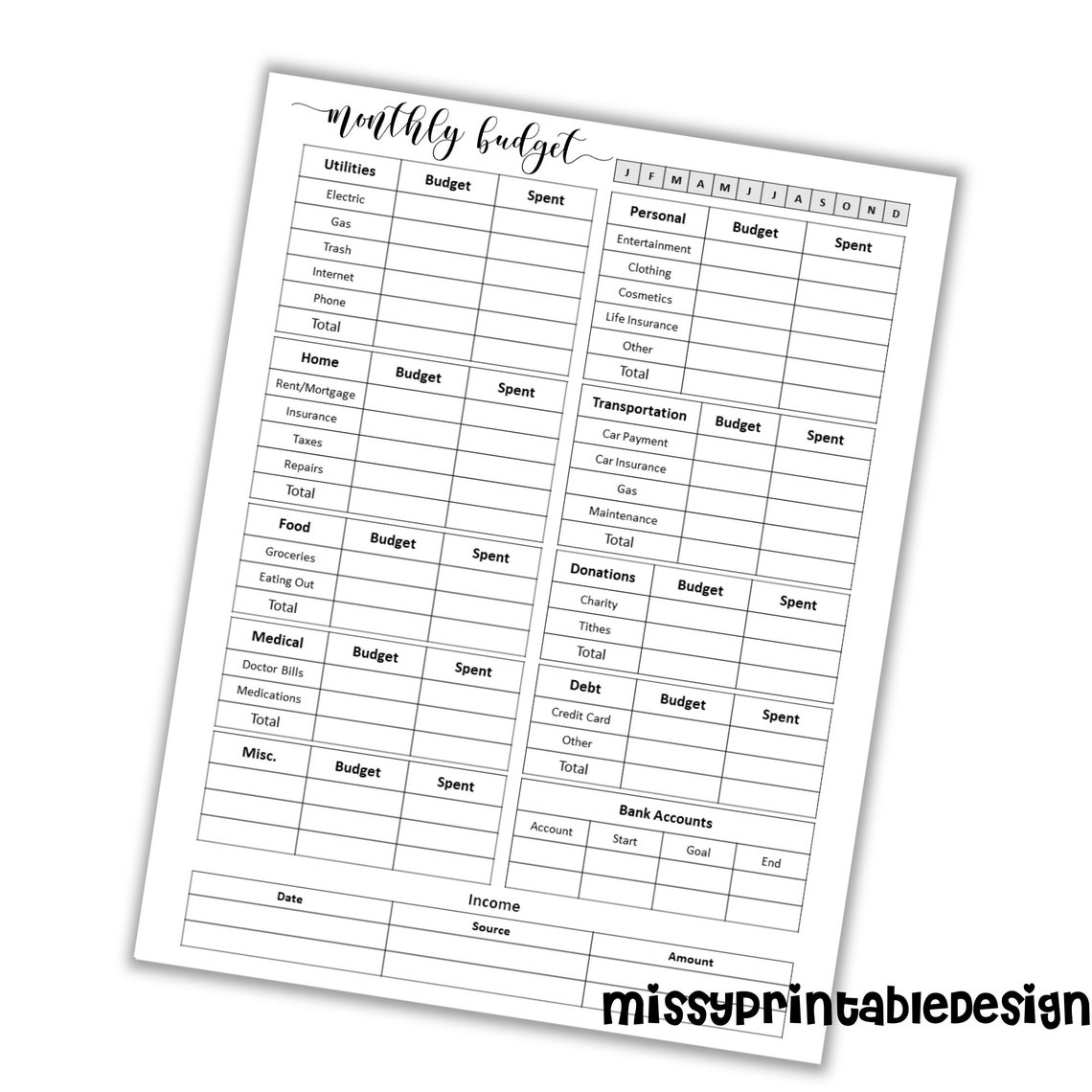 Monthly Budget Planner Printable Expense Tracker Monthly - Etsy