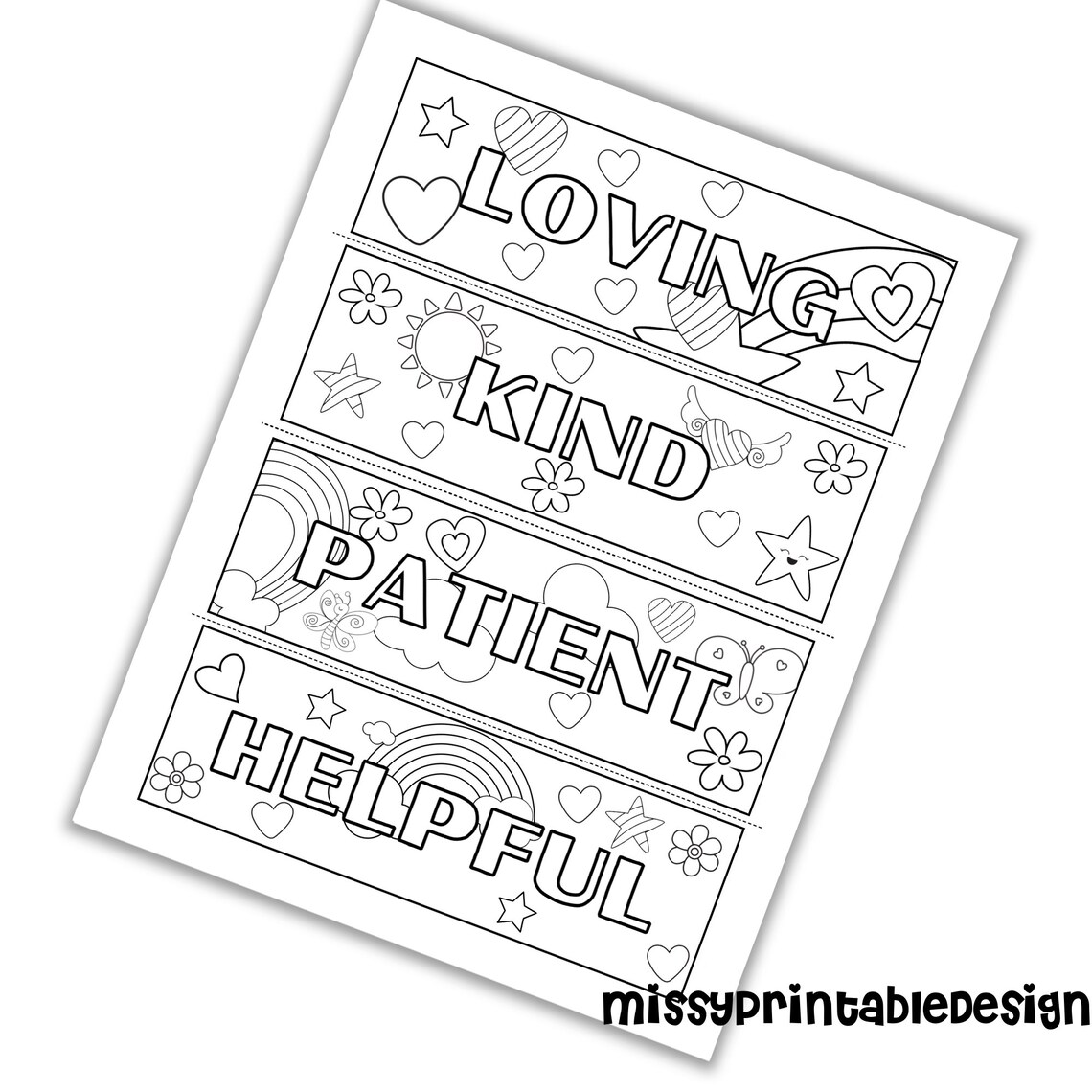 Kindness Coloring Bookmarks set of 4 Printable Kindness - Etsy