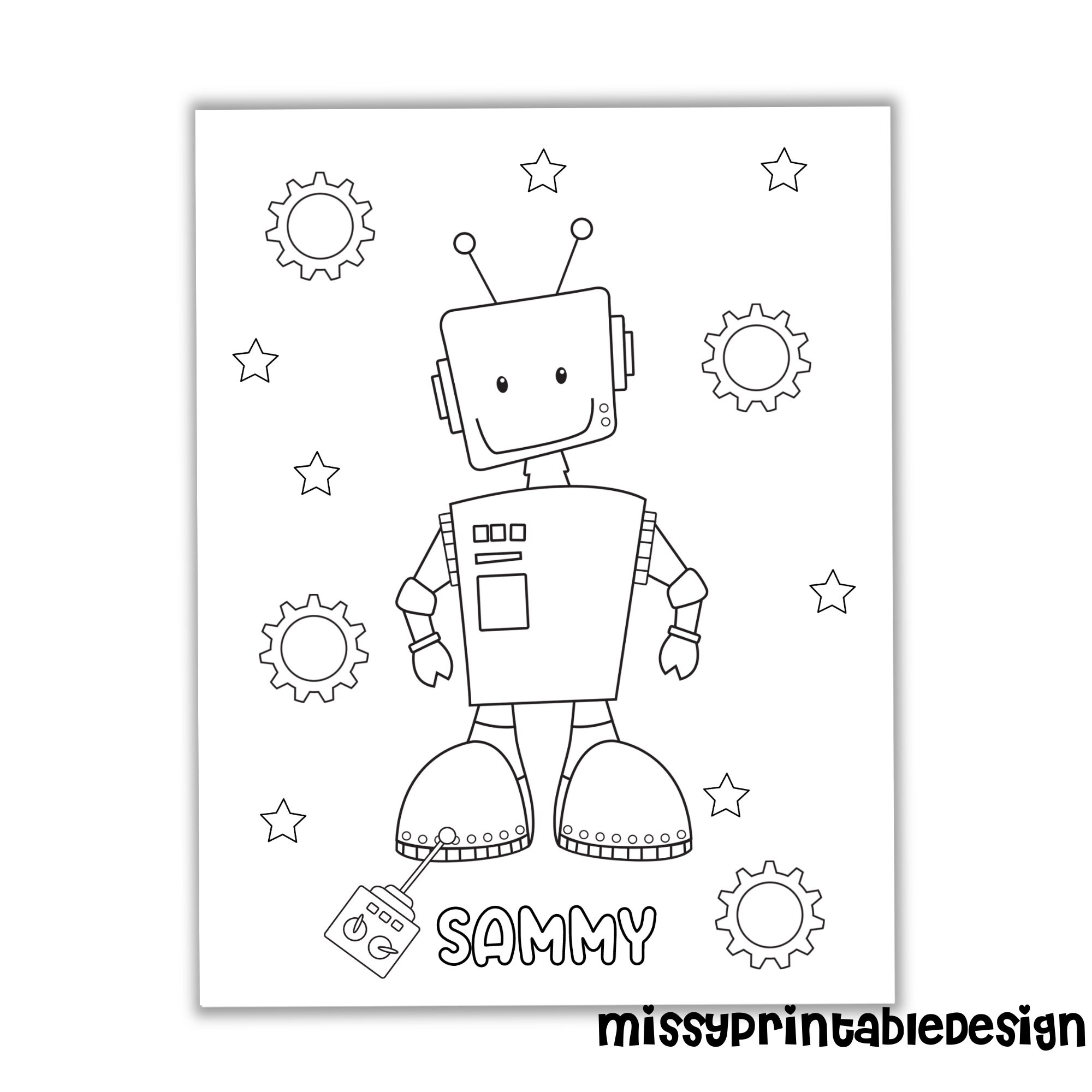 Personalized Robot Birthday Coloring Pages (digital Download) - Etsy