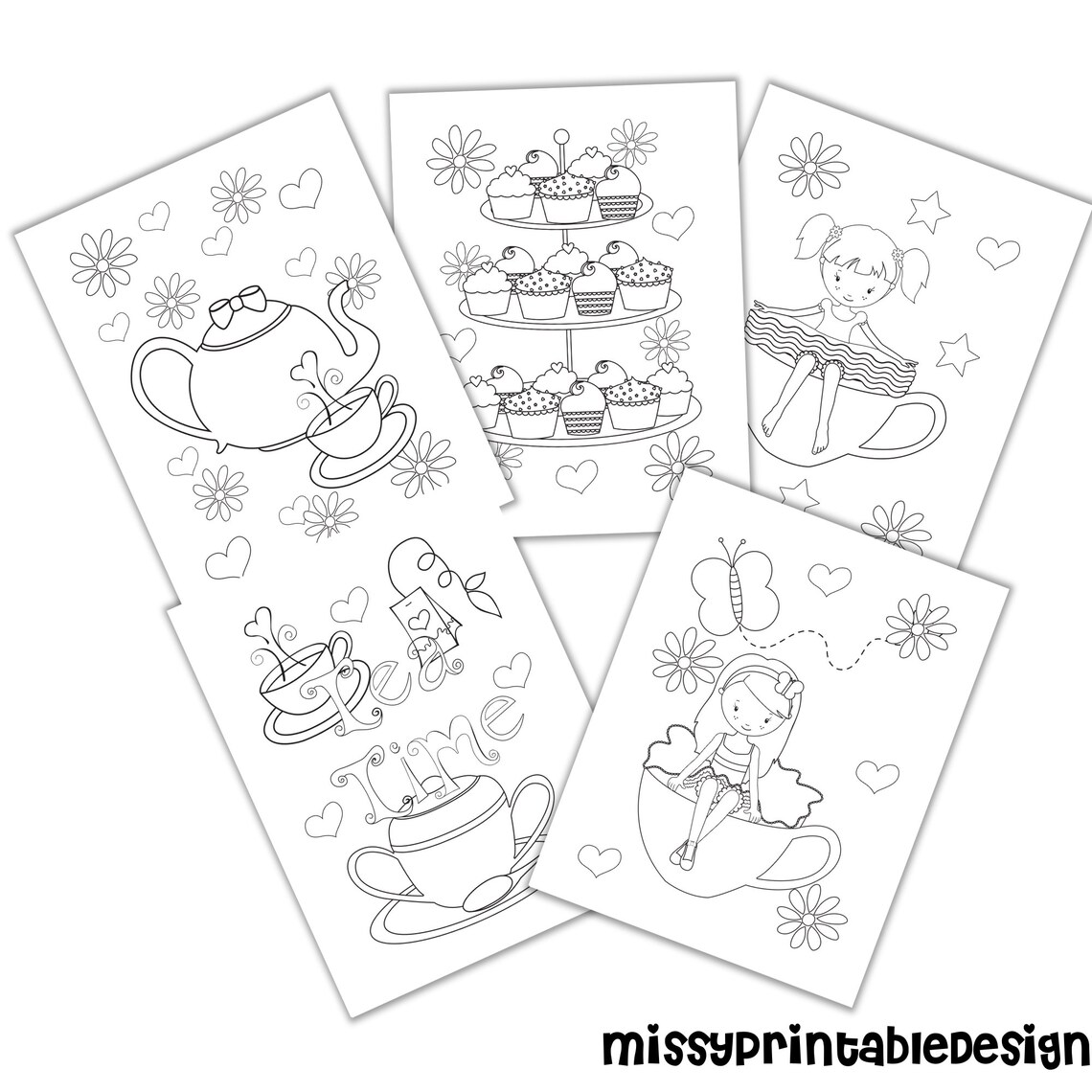 Personalized Tea Party Coloring Pages Custom Tea Party | Etsy