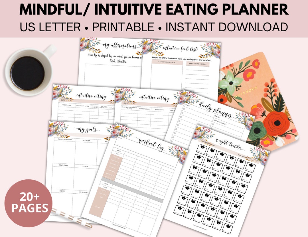 Intuitive Eating Planner, Printable Mindful Eating Binder, Food Journal ...