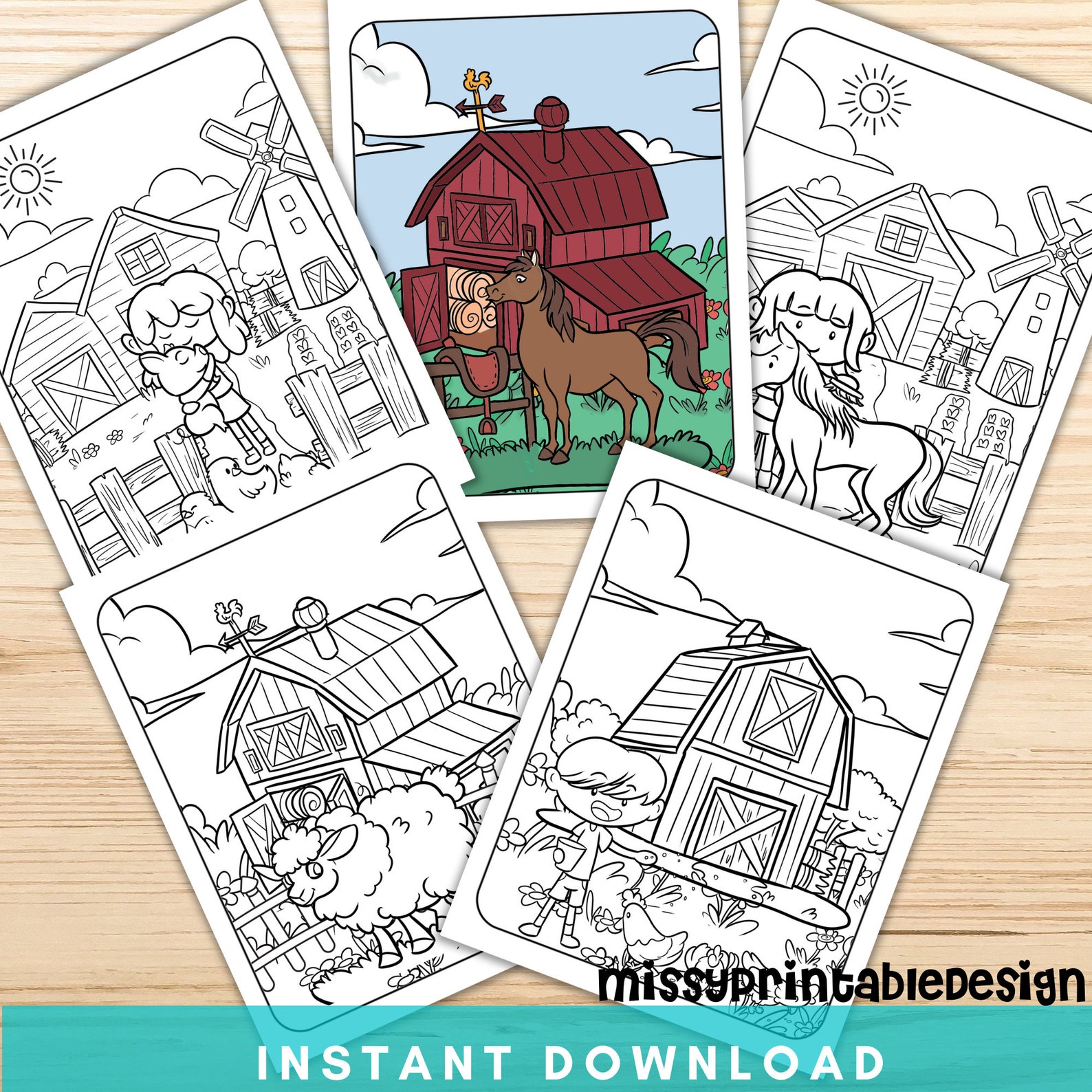 Farm Coloring Pages Printable Farm Coloring Pages Farm - Etsy