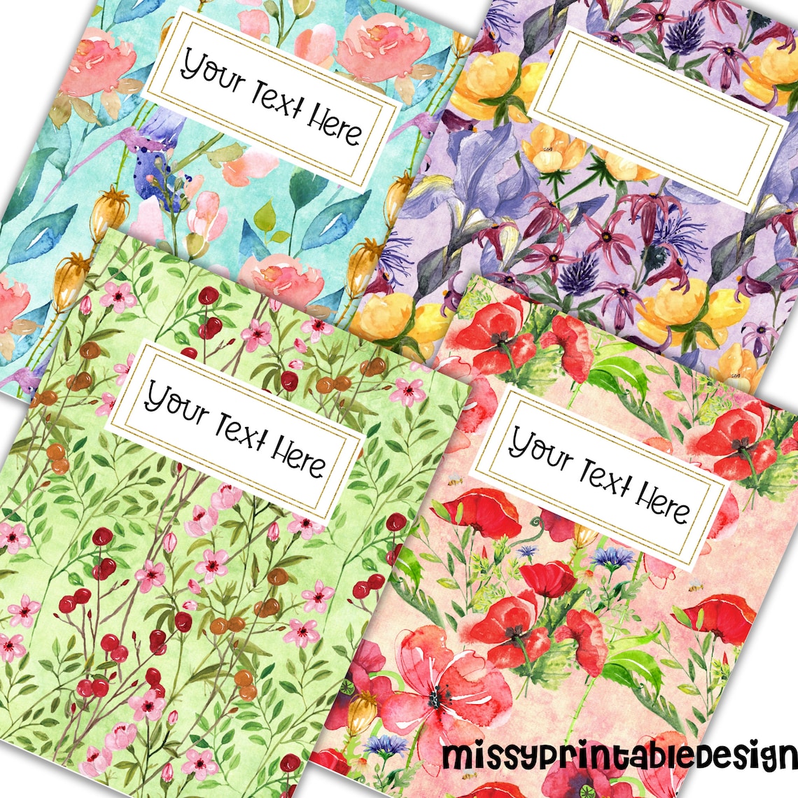 Editable Watercolor Floral Binder Covers & Spines Printable - Etsy