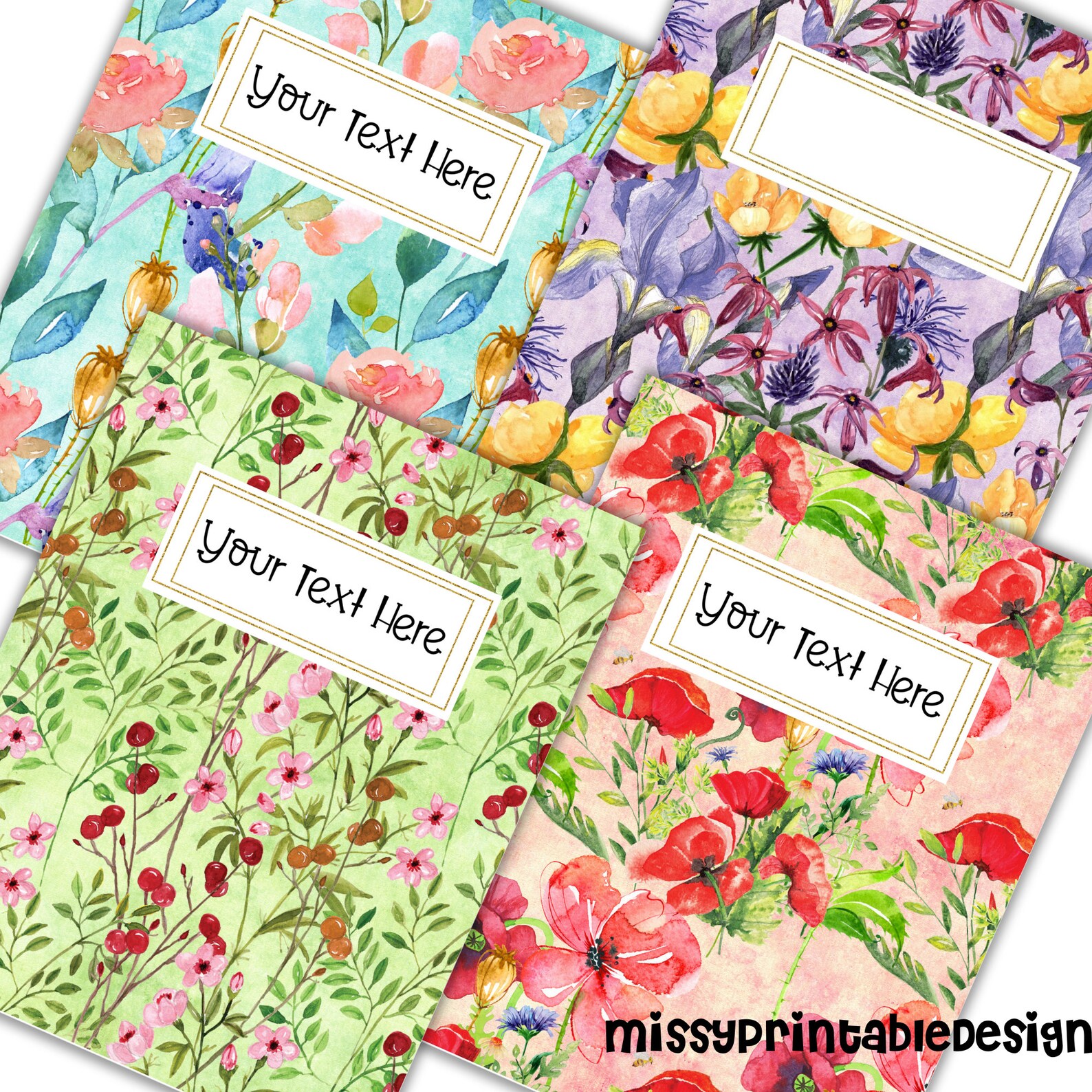Editable Watercolor Floral Binder Covers & Spines Printable - Etsy