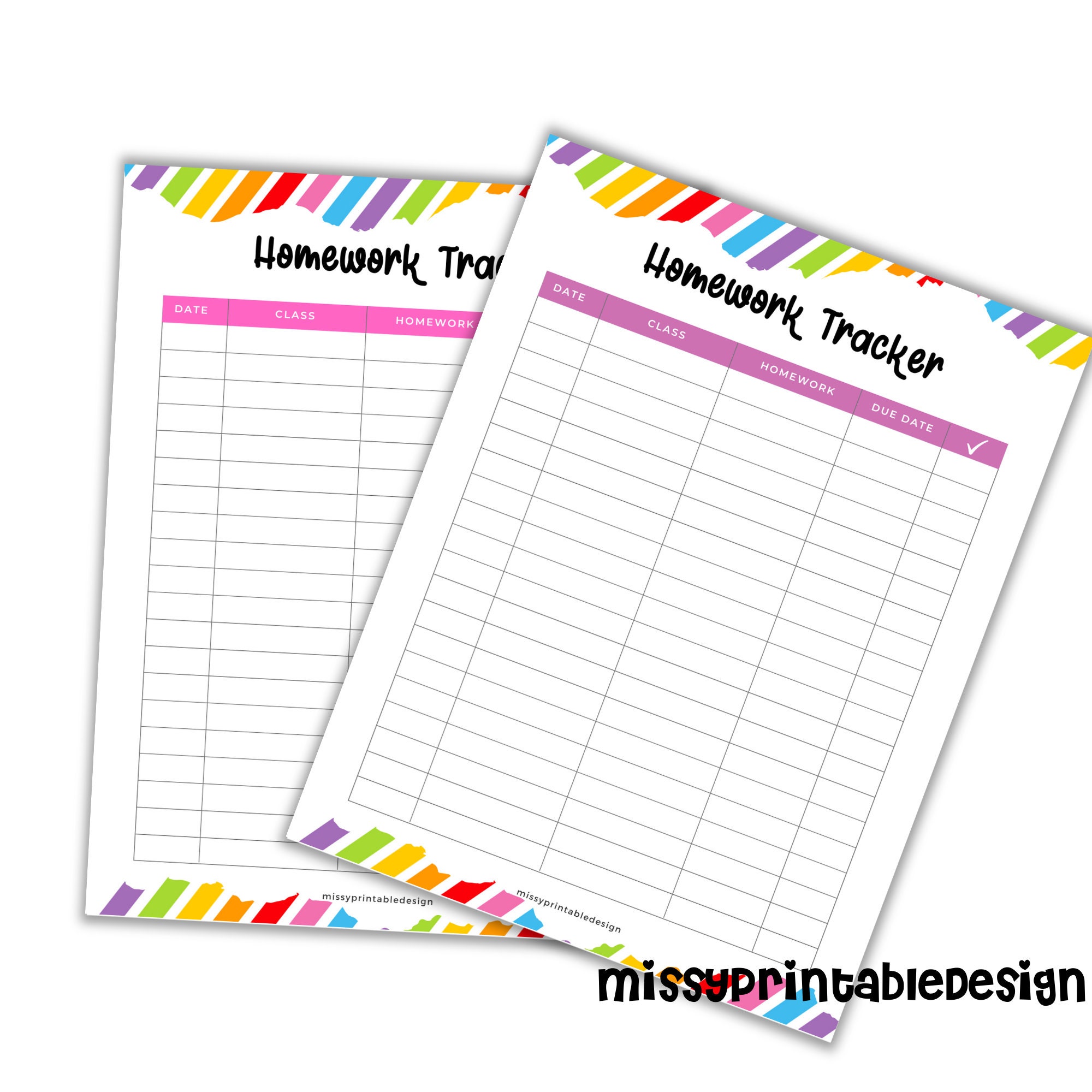 Kids Homework Tracker Printable Homework Log Homework - Etsy
