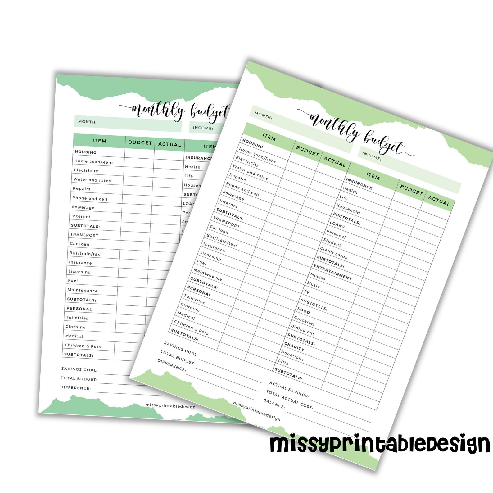Monthly Budget Planner, Printable Expense Tracker, Monthly Bill ...