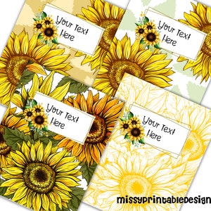 Editable Sunflower Binder Covers & Spines, Printable Binder Covers ...