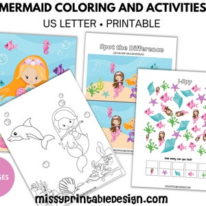 Mermaid Activities Printable Coloring Pages Mermaid Party - Etsy