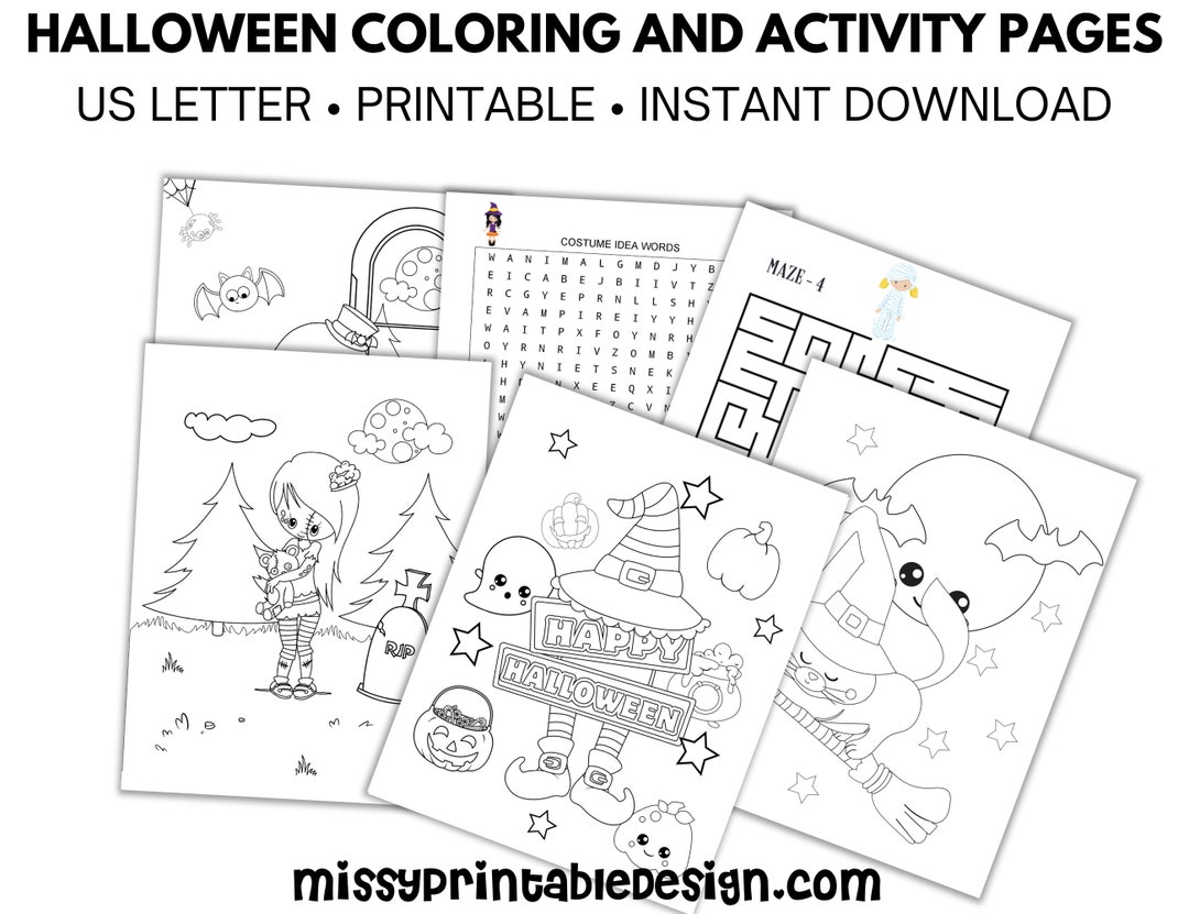 Halloween Coloring Pages, Halloween Activity Pages, Printable Halloween ...