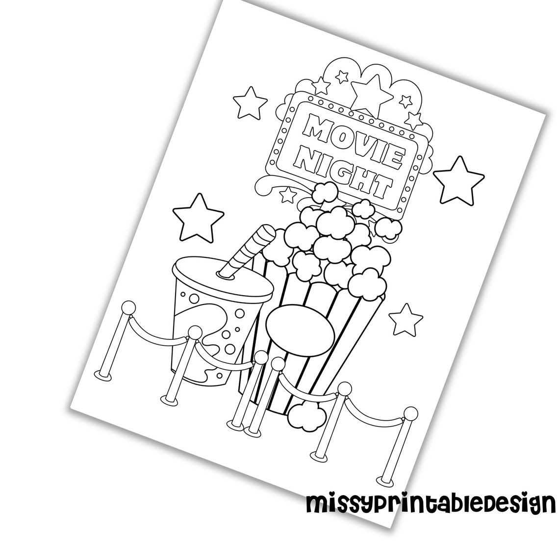 Personalized Movie Night Party Coloring Pages Custom Movie - Etsy