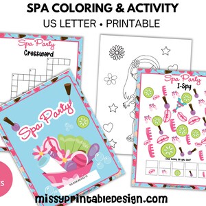 Spa Party Activities, Printable Coloring Pages, Spa Party Favors, Spa ...