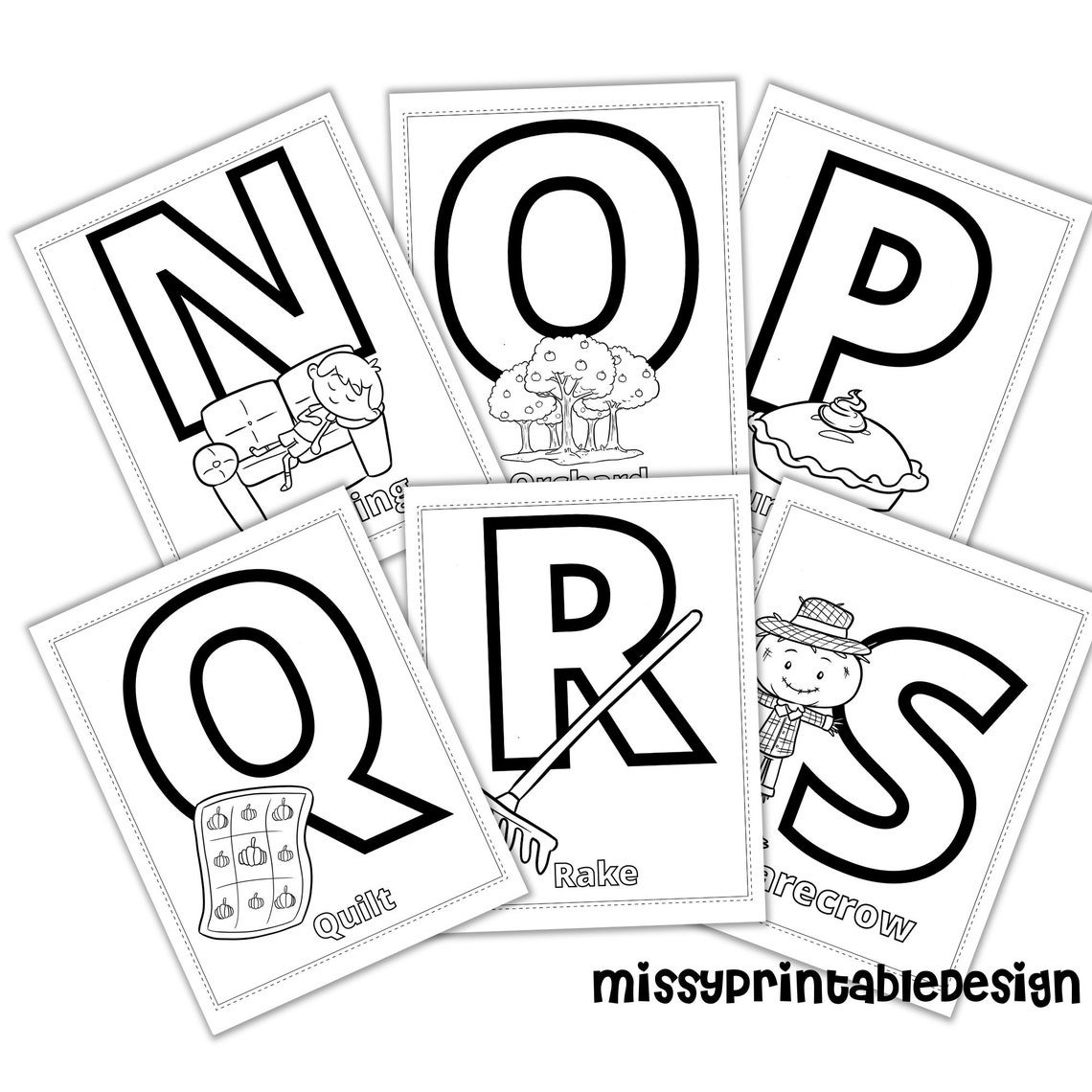 ABC Alphabet Coloring Pages Fall Themed Printable | Etsy