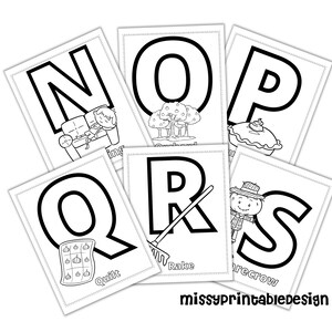 ABC Alphabet Coloring Pages - Fall Themed, Printable Alphabets, INSTANT ...