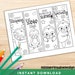 Sloth Coloring Bookmarks set of 4, Printable Sloth Coloring, Party ...
